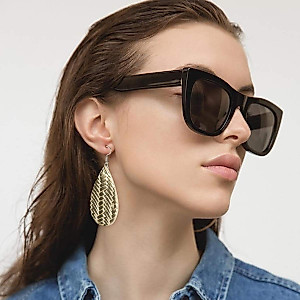 Wremily 16 Pairs Leather Earrings for Women Teardrop Leaf Leopard Print Drop Earrings Lightweight Dangle Earrings Set