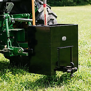 Titan Attachments 3 Point Black Ballast Box Fits Category 1 Tractor Attachment, Quick Hitch Compatible, 800lb Capacity, Tractor Ballast Box with 5.3cu.ft Volume, 2" Trailer Hitch Receiver