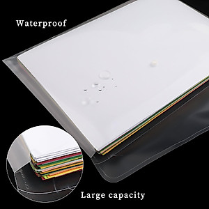 EOOUT 50pcs Plastic Envelopes with Button Snap Closure, Clear Plastic Poly Envelope, Folders for Documents, Waterproof Plastic File Folder, Letter Size, A4 Size, for School and Office Supplies