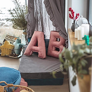 MOMAID Velvet Letter Pillow Soft Initial Throw Cushion Decorative Alphabet Kids Room Nursery Decor Baby Toddler Gift (Dusty Rose, Letter A)1 Count (Pack of 1)