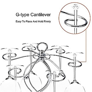 ZOOTWO Scrollwork Wine Glass Rack,6-Hook Scrollwork Metal Countertop Wine Glass Cup Holder for Home and Bar Storage and Artistic Tabletop Display, Spiral Style