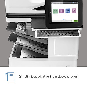 HP LaserJet Enterprise Flow MFP M635z Monochrome All-in-One Printer with built-in Ethernet, 2-sided printing, high-capacity input feeder, wheeled stand & 3-bin stapler/stacker (7PS99A)