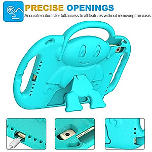 SUPLIK iPad 10.2 Case for Kids, iPad 9th/8th/7th Generation Case, iPad 10.2 2021/2020/2019 Protective Case with Shoulder Strap Handle Stand for Apple iPad 10.2 inch Model, Cyan