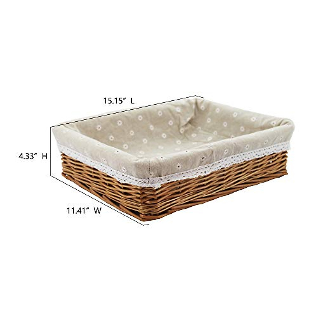 Kingwillow, Wicker Storage basket, Rectangular Storage Basket, Arts and Crafts. (Natural)