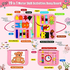 PWRNSPUS Montessori Busy Board for Toddlers, Toys for Girls & Boys Gifts, Autism Educational Airplane Car Travel Toys, Sensory Toys, Preschool Activities for Learning Fine Motor Skills