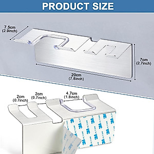 SUS 304 Stainless Steel Hair Dryer Holder Wall Mounted, Self Adhesive Hair Straightener Holder, Universal Blow Dryer Holder with Plug Hooks for Cabinet Bathroom