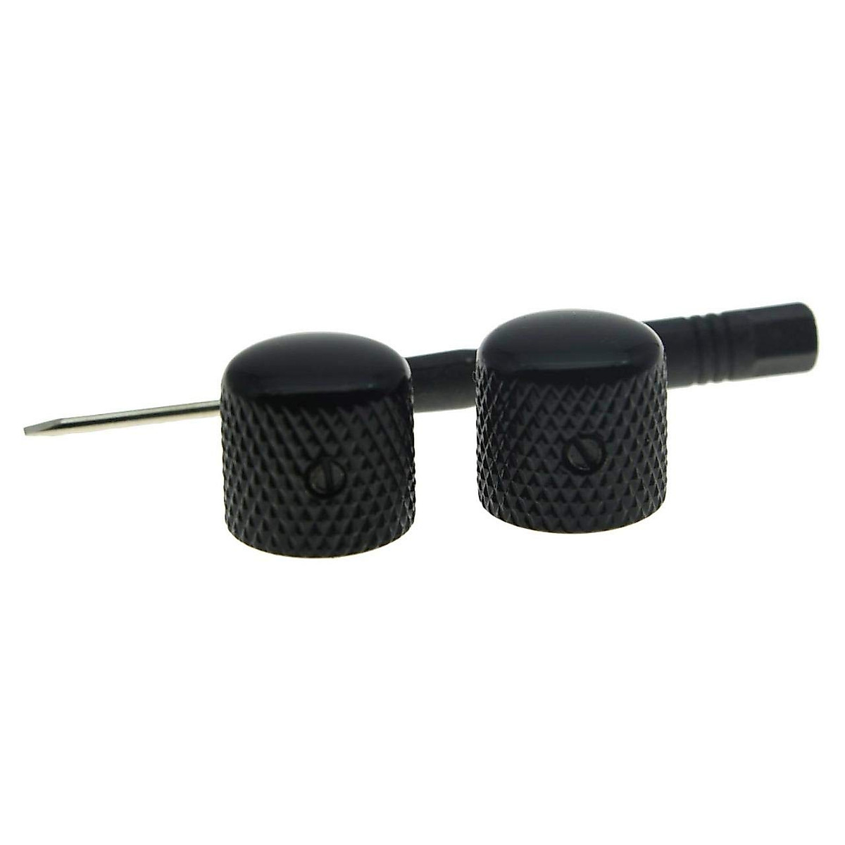 KAISH Set of 2 Black Metal Guitar Dome Knobs Bass Knob with Set Screw for Telecaster/Tele Guitar