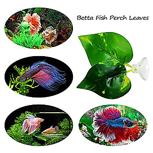 Noodoky Betta Leaf Hammock Silicone Peace Plant Accessories, Beta Fish Leaf Rest Pad Bed, Beta Tank Decorations (2-Pack)