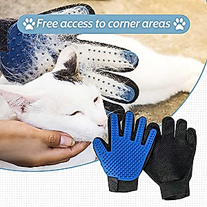 NYJUCL Shedding Gloves for Dogs & Cats, Pet Grooming Bathing Washing Hair Remover Brush Fur Mitts, for Cat Dog Horse Rabbit Animal, 1 Pair(One Size Fits All)