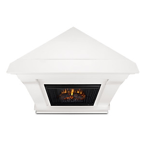 Real Flame 5950E Chateau Corner Electric Fireplace, Small, White