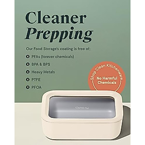 Caraway Glass Food Storage - 6.6 Cup Glass Container - Ceramic Coated Food Container - Non Toxic, Non Stick Lunch Box Container with Glass Lids. Dishwasher, Oven, & Microwave Safe - Navy