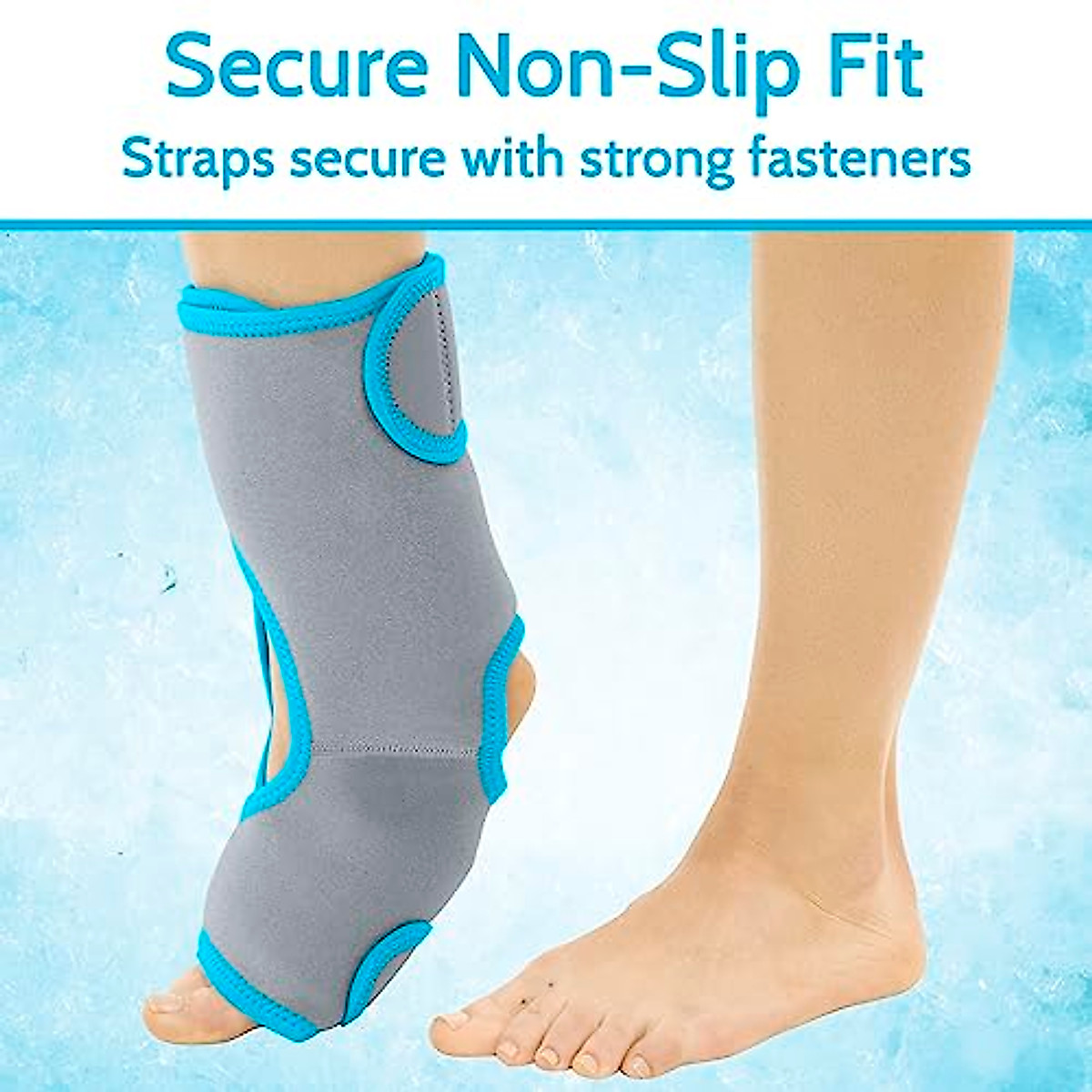 Vive Ankle Ice Pack Wrap - Foot Cold/Hot Compression Brace - Adjustable Freeze Support For Cooling/Heating Achilles Injuries, Tendonitis, Plantar Fasciitis, Sore Feet, Inflammation, Muscle Sprain