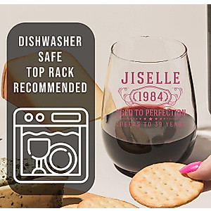 Personalized Printed 17oz Stemless Wine Glass - Customized Gifts for Women, Unique Custom Name Happy 40th Birthday Gifts for Mom Sister Adult Daughter, Turning Years Old for Her, Bday Party, Bernard