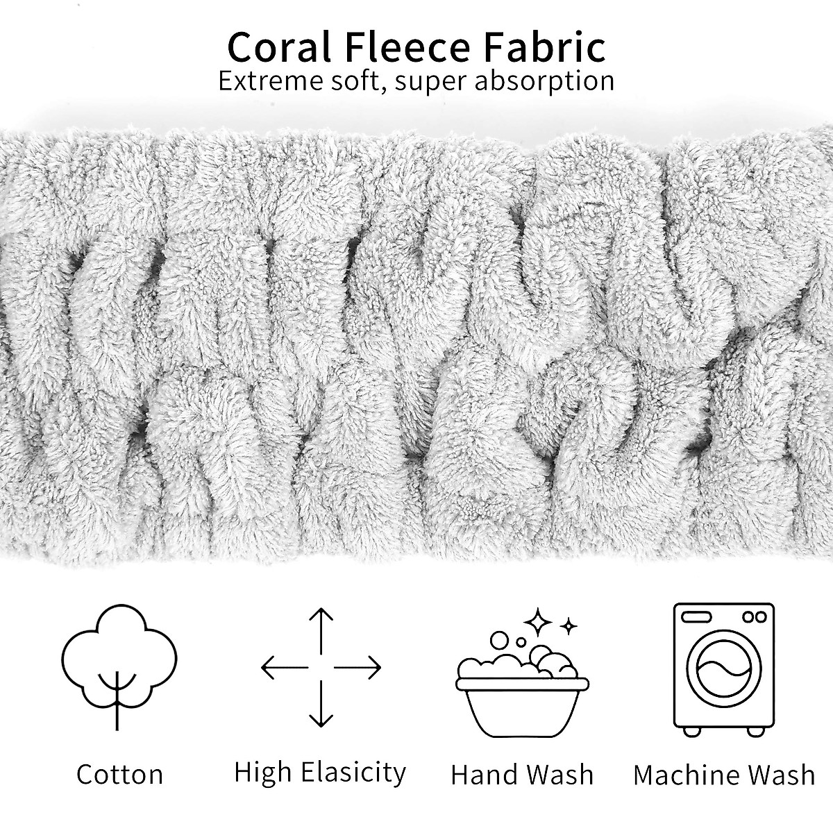 DOOBO 6pcs Microfiber Hairband, Fluffy Face Wash Headbands for Women, Spa Headbands for Skin Care, Yoga, Running, Exercise, Absorbent & Comfortable