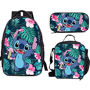 zhizhu Cartoon School bags Cartoon Backpack Girls Backpack Cosplay Trip Bag (Backpack,Lunch Box Pencil Case 3 In 1)