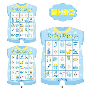 ADELULU Baby Shower Bingo Cards -24 Guests Blue Newborn Baby Bingo for Baby Shower Party Baby Birthday Party Supplies