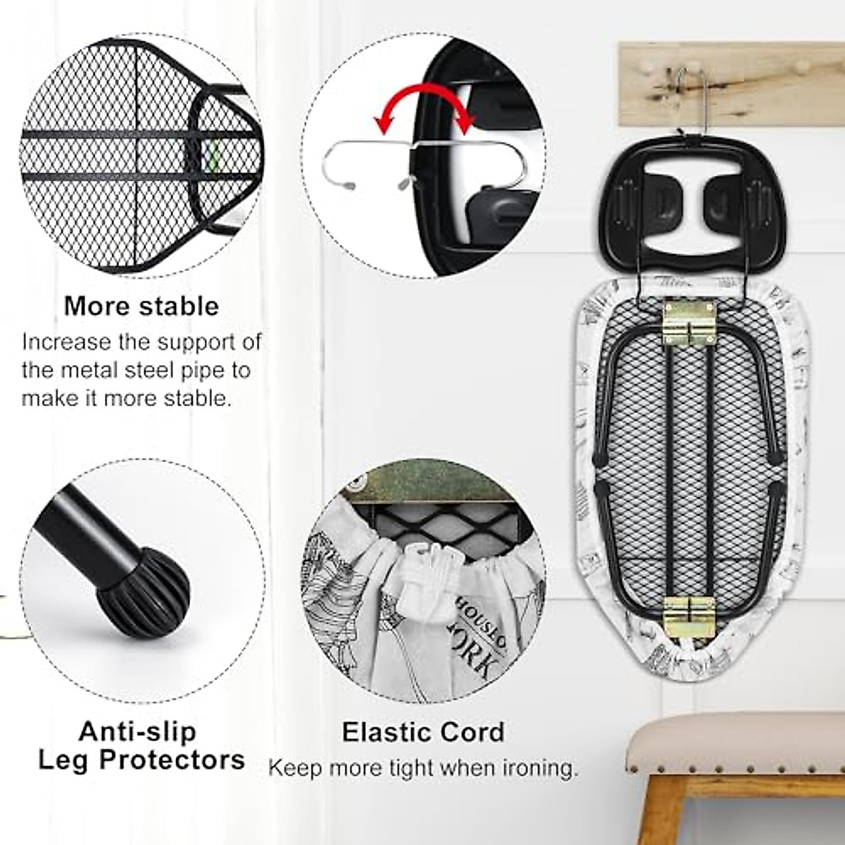 Duwee 14"×25" Table Top Ironing Board with Iron Rest,Small Ironing Board Heat Resistant Cover with Thick Padded Cover,Compact,Folding Legs,White