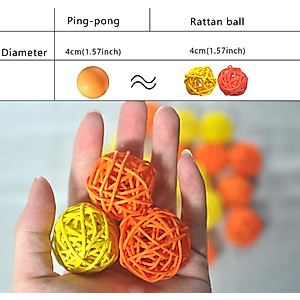 Simoutal 20PCS Decorative Rattan Balls, Perfect Ornament for X-MAS, Wedding, Party, Home Decor, Orbs Vase Fillers(4cm,Orange-Yellow)