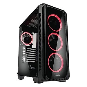 Zalman Z7 NEO ATX Mid-Tower Gaming PC Case, Tempered Glass Side Panel, 4X Pre-Installed 120mm RGB LED Ring Fans, High-End PC Cabinet