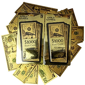 Gold Games Gold Cash, Fake Money, 1000 Dollars of Various Waterproof Gold Bills with Different Faces, Games, Entertainment
