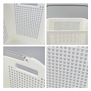 Ggbin 4 Packs Plastic Laundry Hamper with Handles, 35 L Laundry Baskets for Dirty Clothes, White