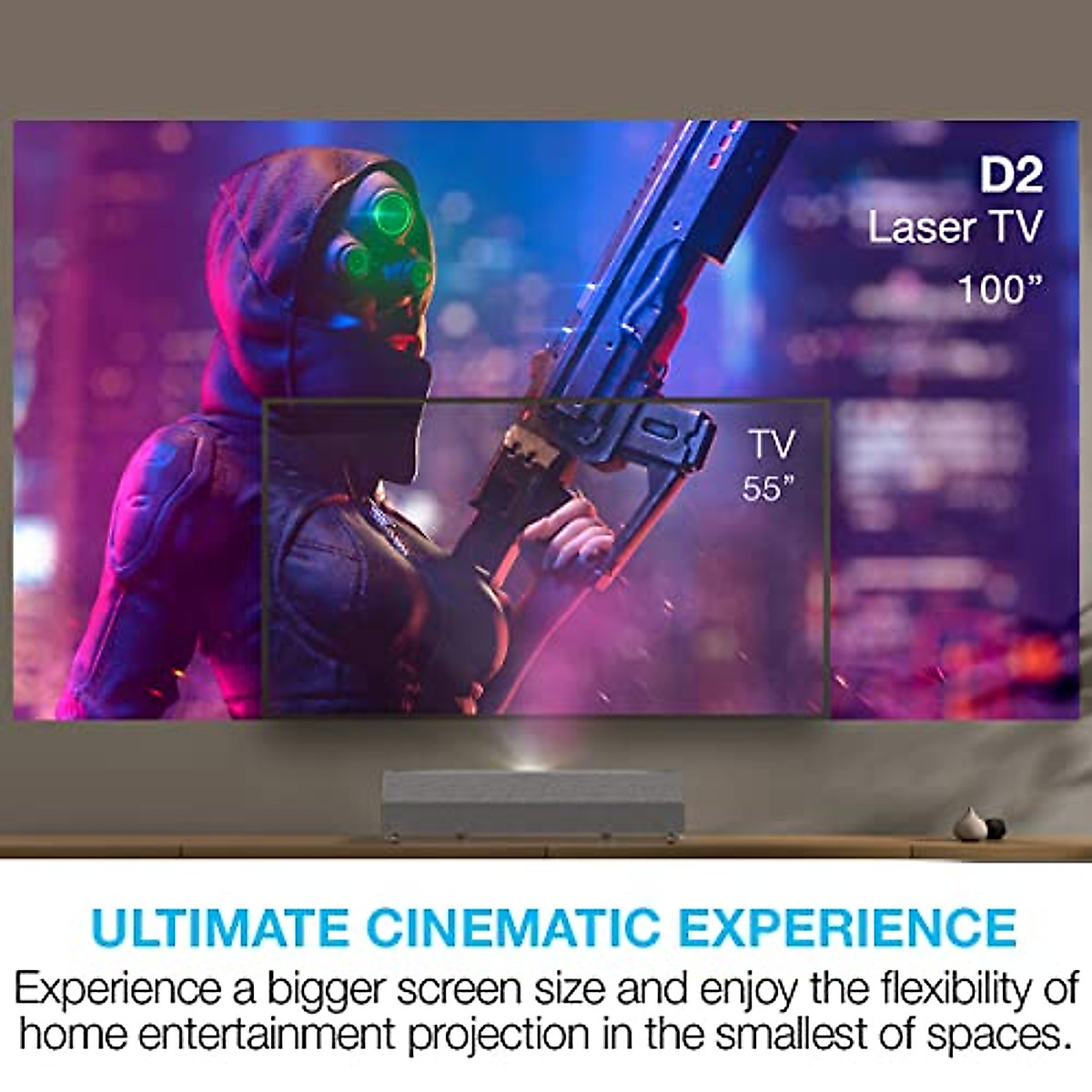 Optoma CinemaX D2 White True 4K UHD Laser Projector for Home Theater | Ultra-Short Throw | Bright 3,000 Lumens with HDR 10 | eARC Audio