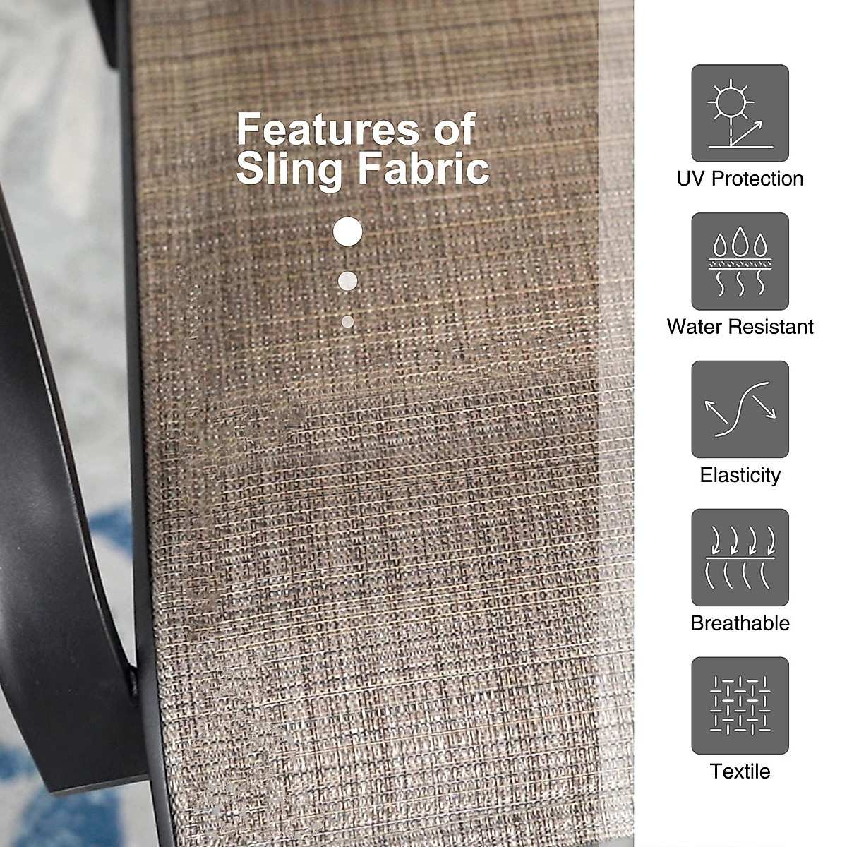 MFSTUDIO Outdoor Bar Stools Set of 4, Patio Bar Height Sling Chairs, Steel Frame All-Weather Resistant,Breathable Textilene Fabric