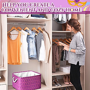 Sunnychicc Easter Basket, Easter Eggs Bunny Flower Foldable Storage Bins with Handles, Easter Canvas Cubes Fabric Collapsible Organizer Bag for Storage Clothes(Fleur De Lis, 2 Pcs)