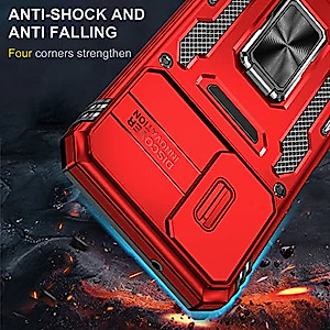 Samsung A14 5G Case, Galaxy A14 5G Case with HD Screen Protector, Androgate Military-Grade Metal Ring Holder Kickstand 15ft Drop Tested Shockproof Cover Case for Samsung Galaxy A14 5G Red