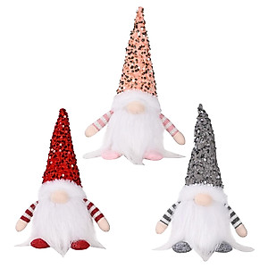 IAMAGOODLADY Christmas Decoration Christmas Sequins with Lights Rudolph Doll Christmas Luminous Faceless Doll Ornaments Cute Handmade Swedish Gnome Dwarf Plush Elf Toy Home Decor Table Ornament