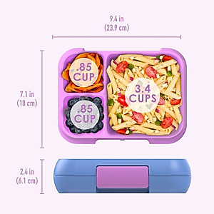 Bentgo® Pop - Bento-Style Lunch Box for Kids 8+ and Teens - Holds 5 Cups of Food with Removable Divider for 3-4 Compartments - Leak-Proof, Microwave/Dishwasher Safe, BPA-Free (Periwinkle/Pink)