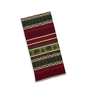 3 Cabin Lodge Themed Decorative Cotton Kitchen Towels with Bear, Antler, Deer, Moose and Paw Print | Towel Set for Dish and Hand Drying