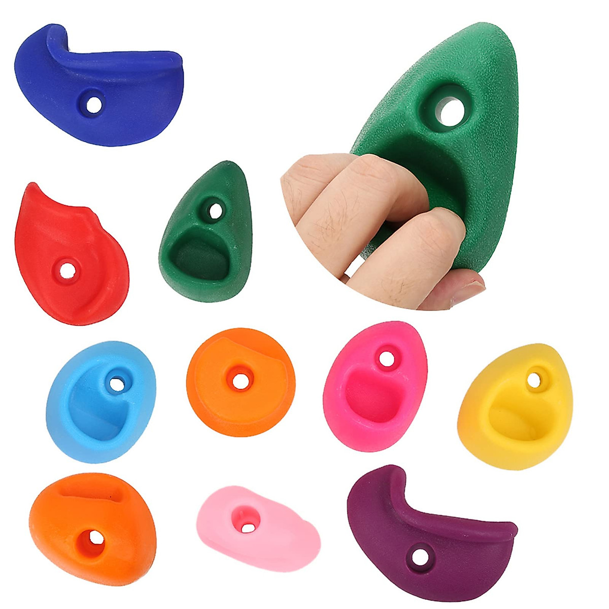 Tiiyee 10pcs Climbing Holds Multi Colored Kids Adults Large Rock Climbing Holds Climbing Rocks for Outdoor Indoor Play Set Home Playground DIY Climbing Wall Grip Kits (Medium)