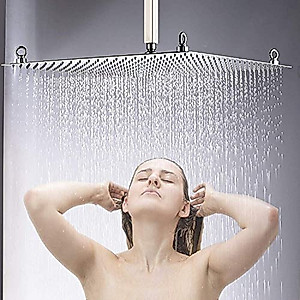 Saeuwtowy 20 inch Large Rainfall Shower Heads High Pressure Stainless Steel Bathroom Rainfall Shower Head Ultra-thin Waterfall Full Body Cover Brushed Nickel Finish