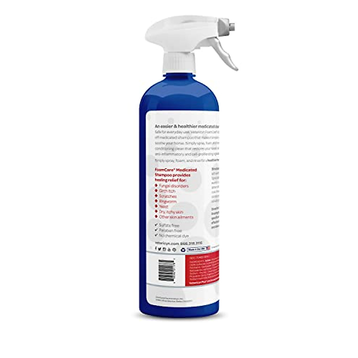Vetericyn FoamCare Medicated Horse Shampoo | Sprayable Equine Shampoo with Ketoconazole for Healing Relief from Itchy Skin, Fungal Issues, Ring Worm, and More. 32 fl oz.