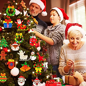 MGparty 60Pcs DIY Wood Slices, Wooden Christmas Ornaments Bulk for Crafts, Unfinished Paintable Wooden Hanging Decorations, Wood Kit for Crafts with 12 Coloured Pens and 60 Jingle Bells