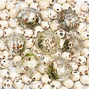 UDIXI 7-Die DND Dice Set, Polyhedral Dice Set for Dungeons and Dragons, D&D Skull Dice for RPG MTG Table Games, D and D Dice Set (Skull-Seaweed)