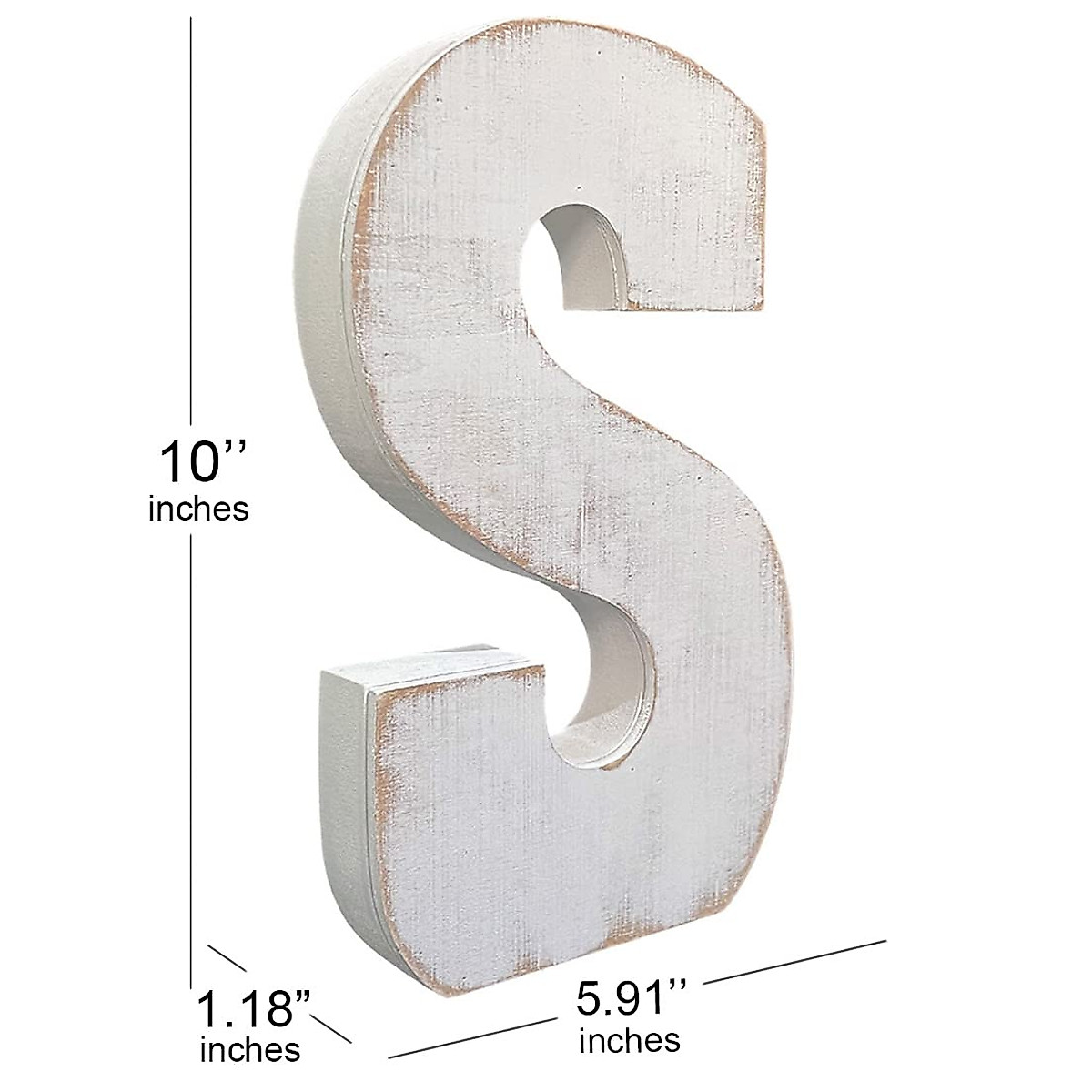 ABELOTS Large Wood Letter Distressed White Wash Alphabet Wall Décor Monogram Letter Alphabet Letters Free Standing Letters Wall Letters(S)
