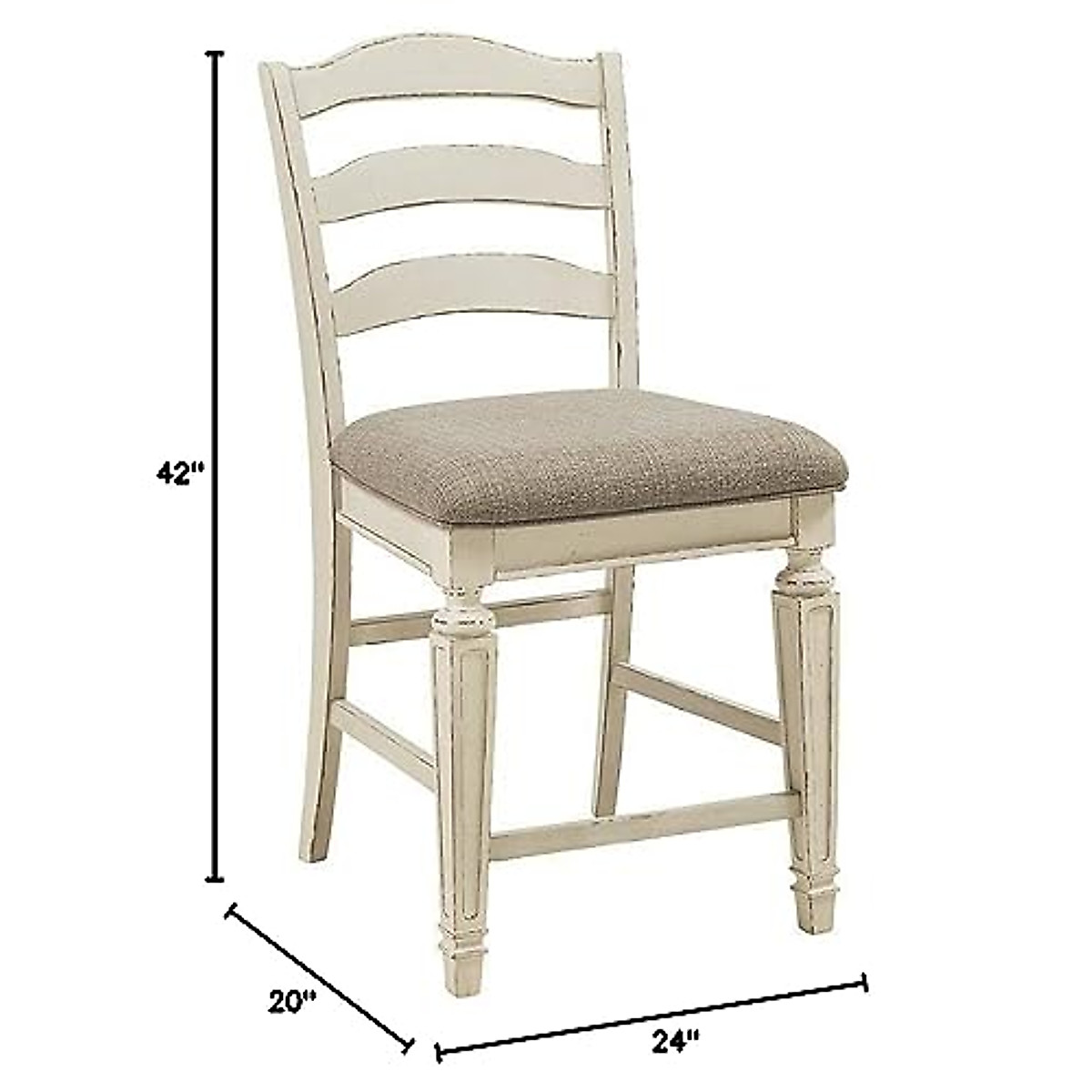 Signature Design by Ashley Realyn French Country 24.13" Counter Height Upholstered Barstool, 2 Count, Chipped White