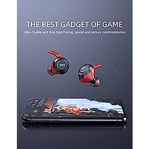MIFA True Wireless Earbuds, X11 in-Ear Bluetooth 5.0 Headset, IPX7 Waterproof Sport Headphones Earphones APTX, 100 Hrs Playtime, CVC8.0 Mic for Phone Call, Red & Black
