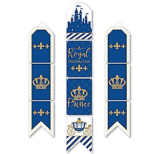 Big Dot of Happiness Royal Prince Charming - Hanging Vertical Paper Door Banners - Baby Shower or Birthday Party Wall Decoration Kit - Indoor Door Decor