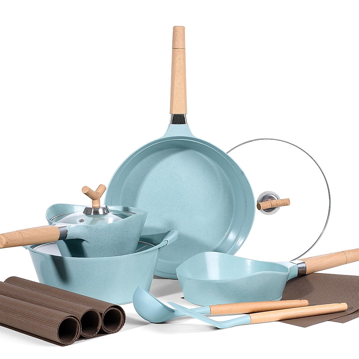 MGC Pots and Pans Set Nonstick Ceramic Coating 15 Piece Kitchen Cookware Sets PFAS-Free Dishwasher Safe