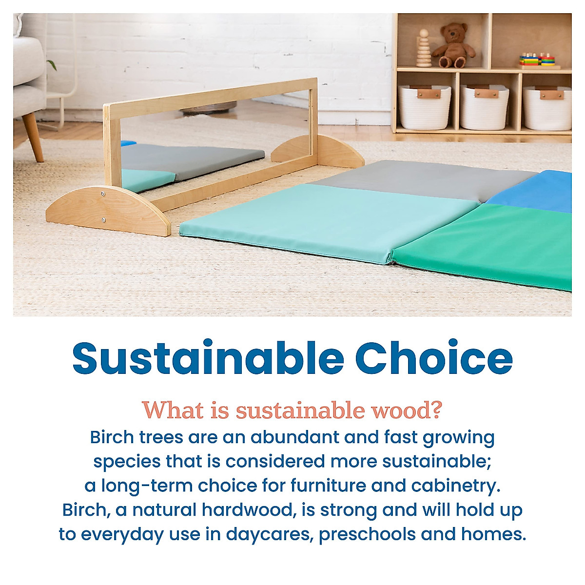 ECR4Kids Single-Sided Bi-Directional Mirror, Kids Furniture, Natural