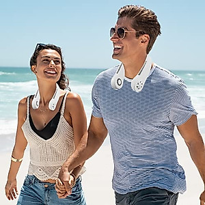 CindyLary White Portable Neck Fan, Personal Bladeless Wearable with Portable 360°Cooling Neck Fan，USB Rechargeable Mini Hanging Neck Fan for Outdoor Sports