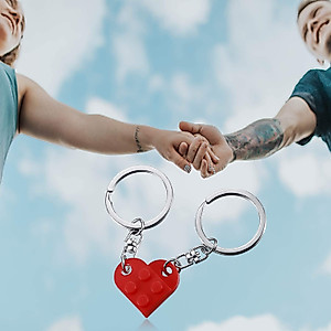 Brick Keychain for Couples Friendship - 2pcs Matching Heart Colorful Keychain Set for Girlfriend Boyfriend Couples Valentine's Day BFF （Red）