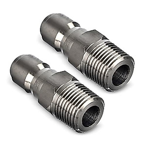 Pressure Washer Quick Connect Fittings by ESSENTIAL WASHER, Stainless Steel 3/8 Inch Male NPT Pressure Washer Plug - Set of 2, Works with Most Stainless Steel or Brass Pressure Washer Couplers