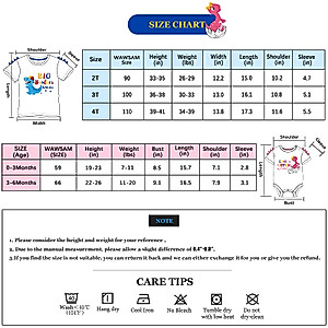 WAWSAM Big Brother Little Sister Matching Outfits Dinosaur Sibling Shirts Set Gift, White, 3T(Kid)/0-3M(Baby NB)