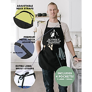 ApronMen, Just a Cape BBQ Grill Adjustable Apron for Men, Black, One Size