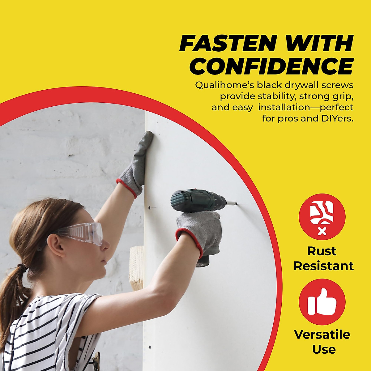 Qualihome #10 Coarse Thread Sharp Point Drywall Screw with Phillips Drive #2 Bugle Head, 1 Lb/Pound, Black, Ideal Screw for Drywall Sheetrock, Wood and More (6 Inch)