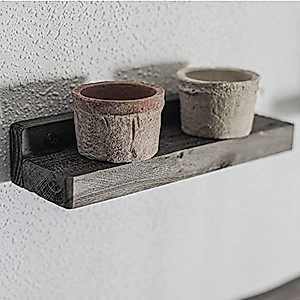 Freezing point Set of 2 Natural Wood 8Inch Small Wall Shelf Mini Floating Shelves for Wall Decor Plant Collectibles Mounted Kitchen Bathroom Bedroom Corner Decorative Storage Tiny Stand Black Grey